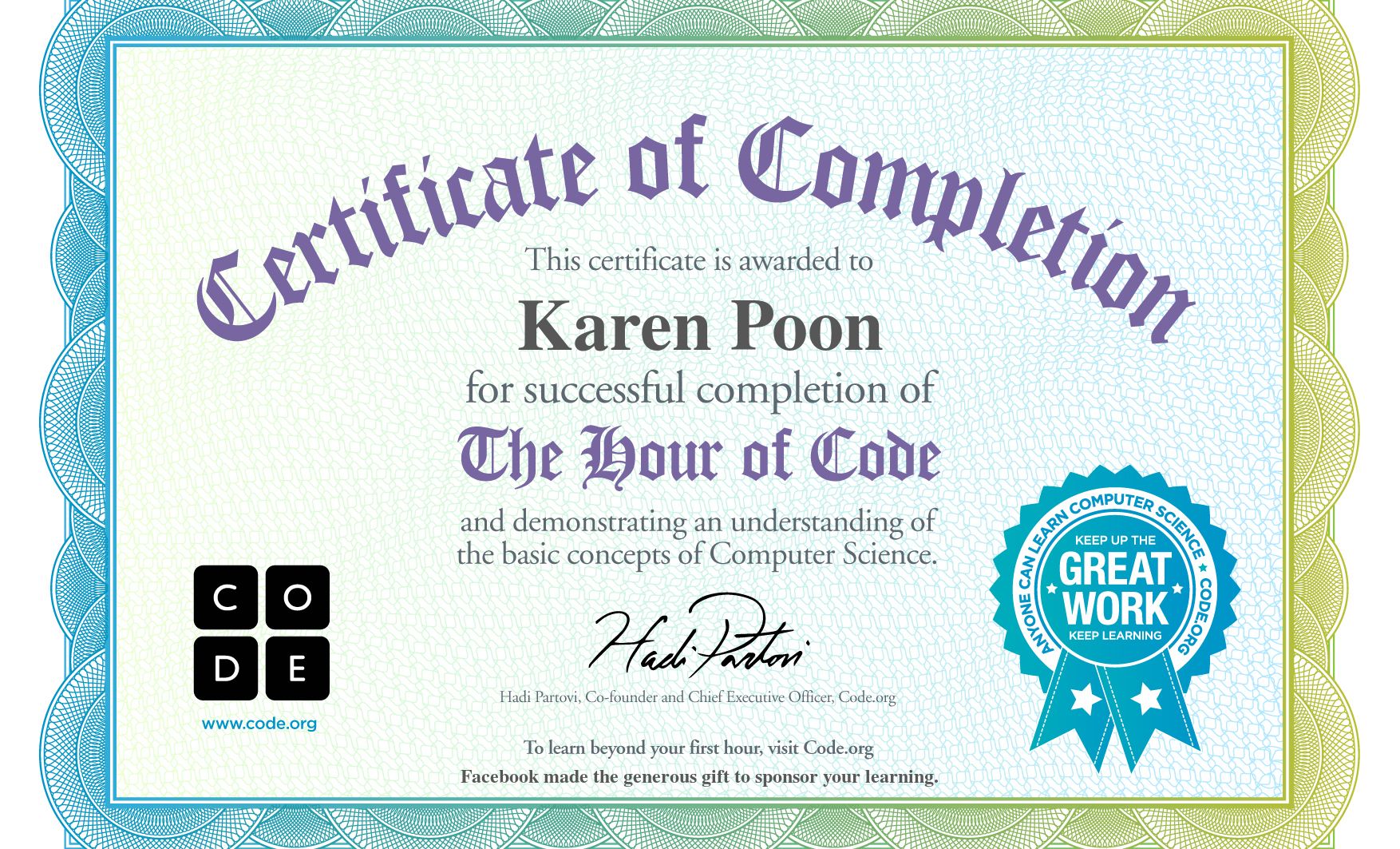 Ka Wing Karen Poon's post on Goodwall - Certificate of Completion – the ...