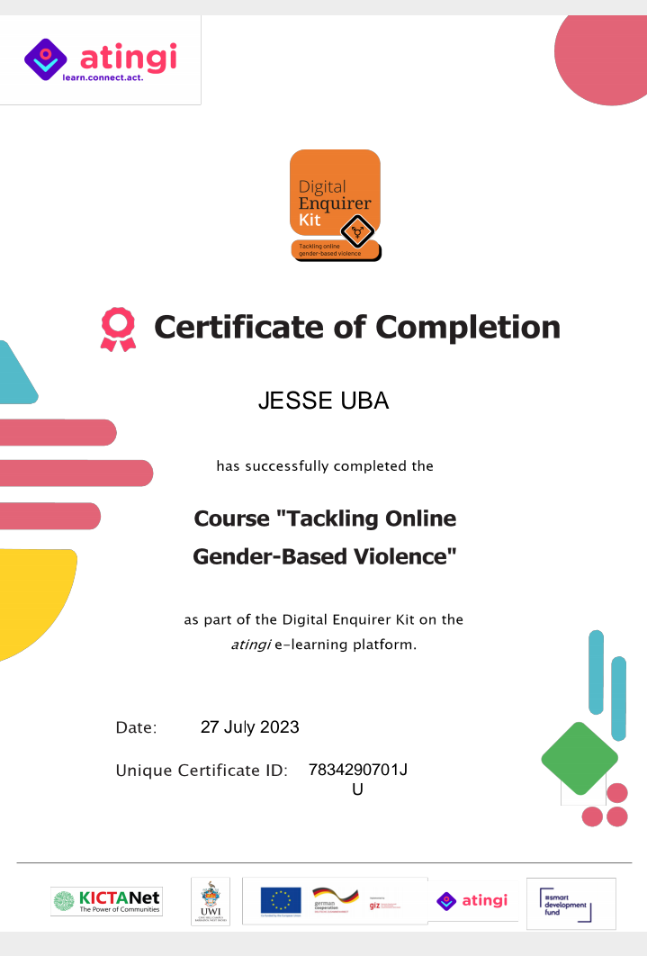 Uba Jesse's post on Goodwall - The gender base violence course is ...