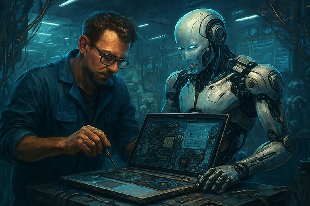 Yakubu Nuhu's post on Goodwall - In a futuristic tech lab, human skill and AI precision converge ...