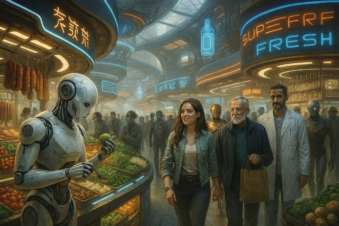 Disi Esther Malgwi's post on Goodwall - In 2145, humans and robots shop ...