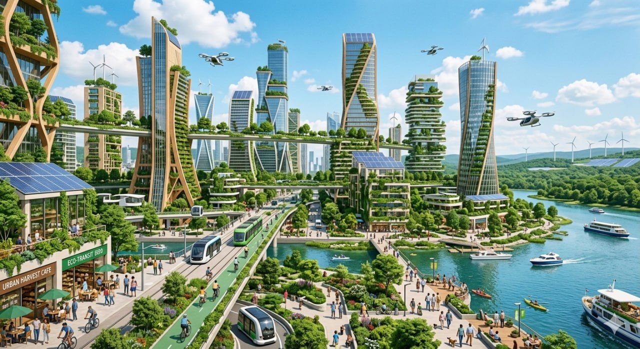 Yeabsira's post on Goodwall - This image depicts a biophilic utopia in ...